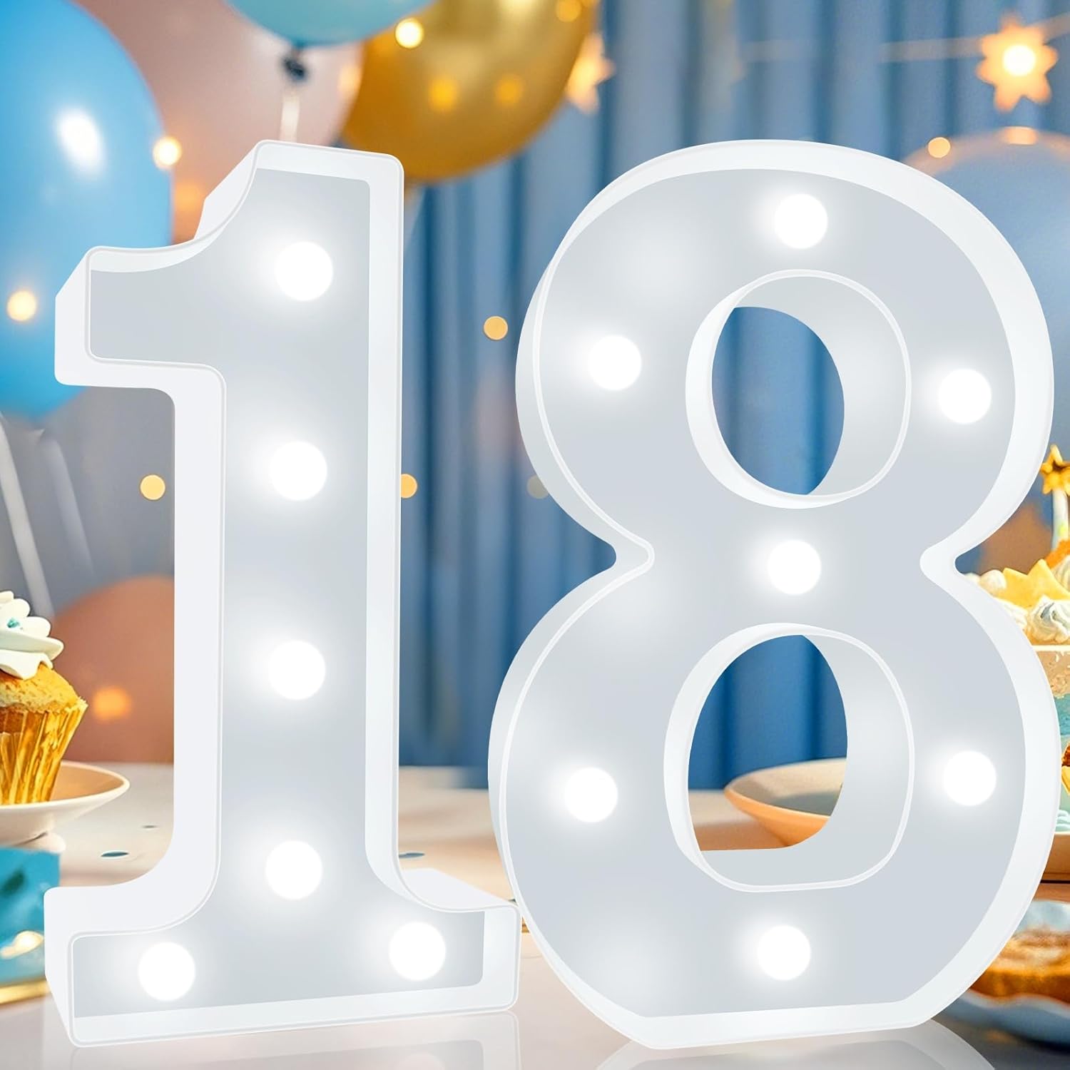 Decorative LED Light Up Numbers, 18th Birthday Decoration for Her Him ...