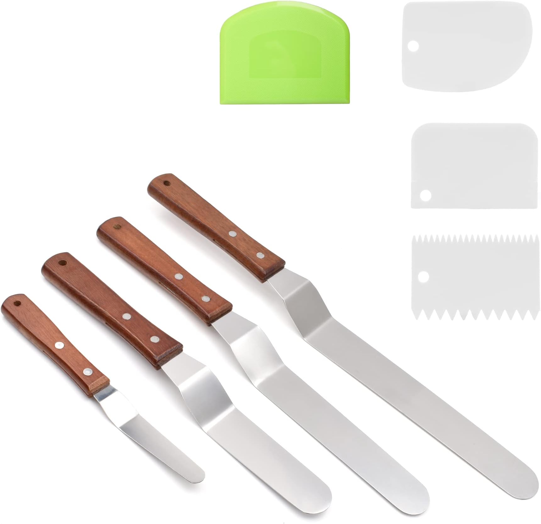 Amazon.com: Jzszera Offset Spatula Set with Dough Scraper and Cake ...