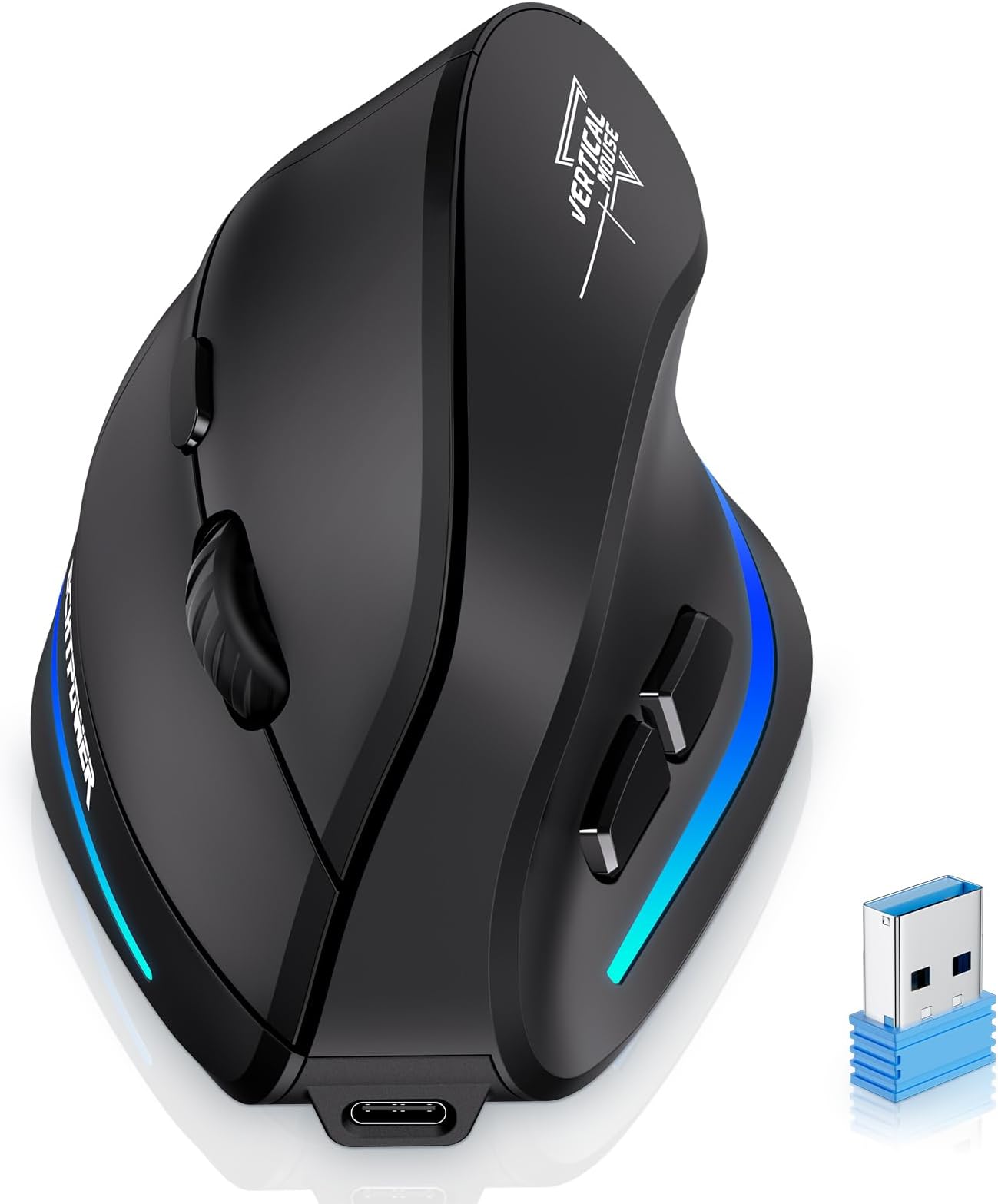 ECHTPower Vertical Ergonomic Mouse Wireless, Rechargeable 2.4G Optical ...