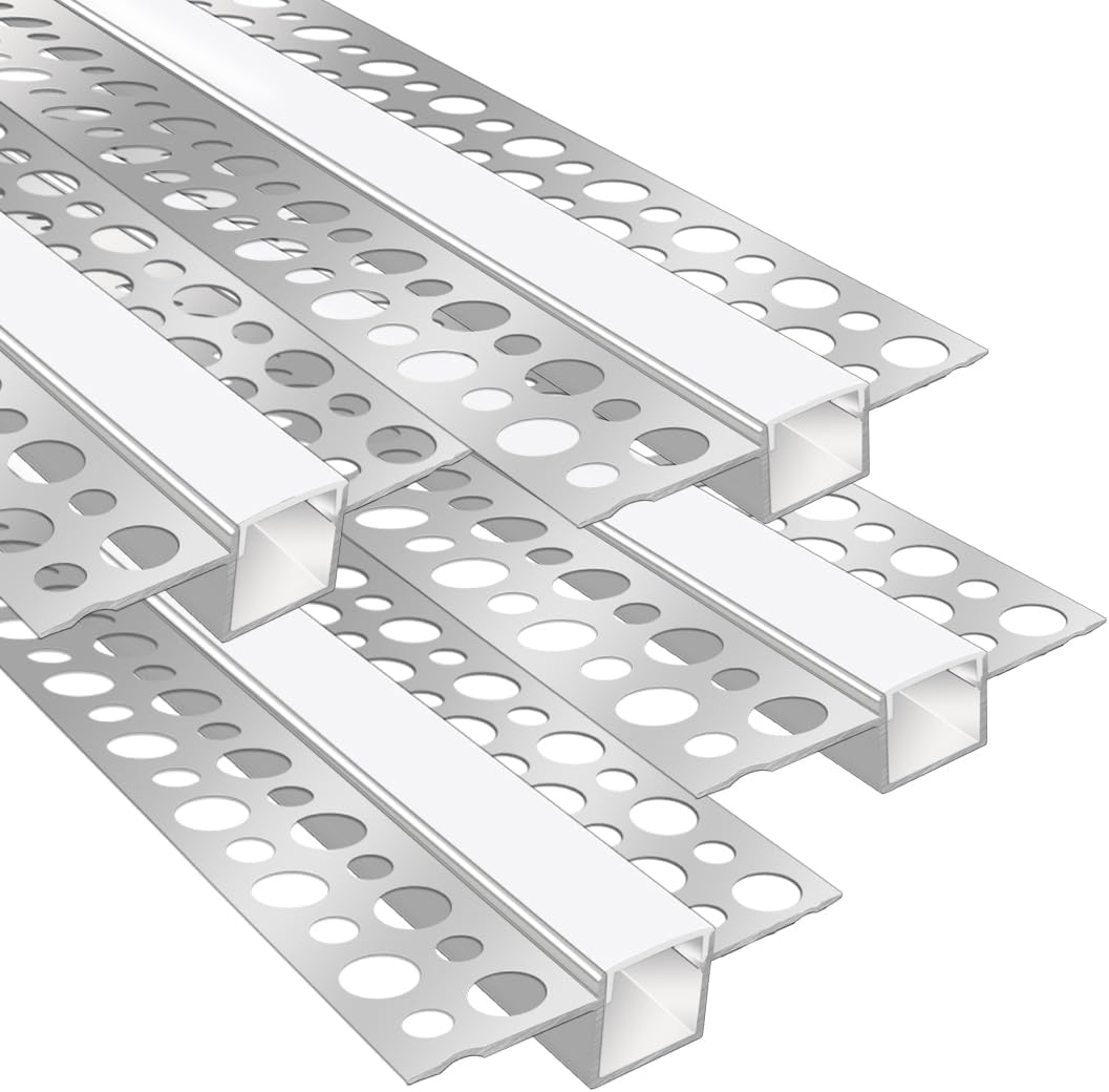 Plaster-in LED Aluminum Profile 6-Pack 3.3ft/1m with Flange for LED ...