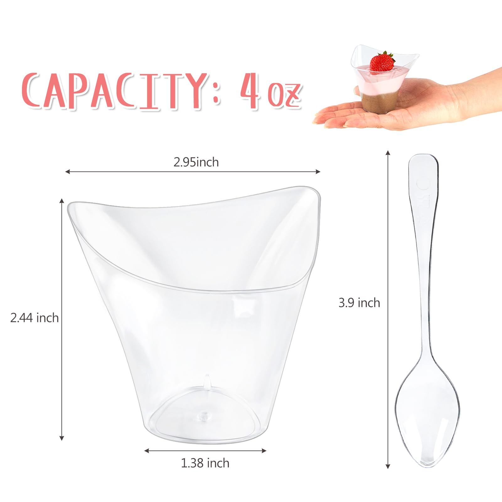 Snapklik.com : Qeirudu 4 Oz Triangular Mini Dessert Cups