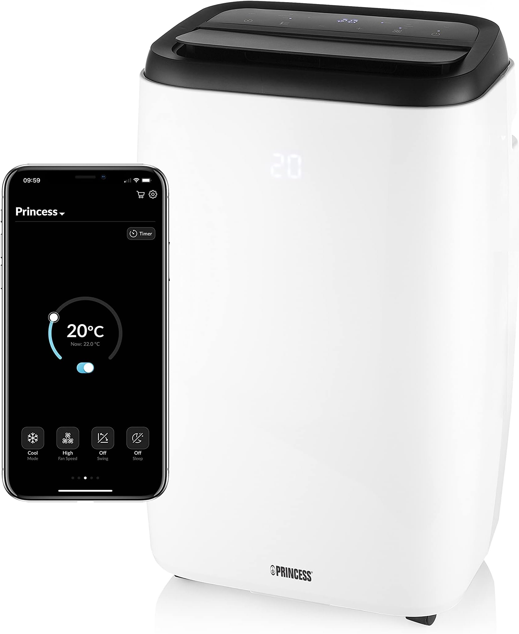 Princess Mobile Air Conditioner, 9000 BTU, Smart and Voice Control, 2,6 ...