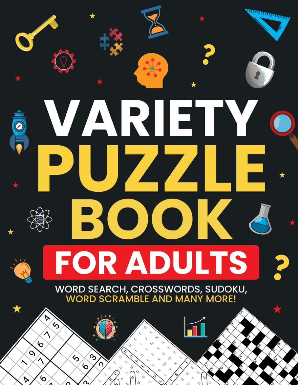Variety Puzzle Book for Adults: Different Levels Activity to Test Your ...