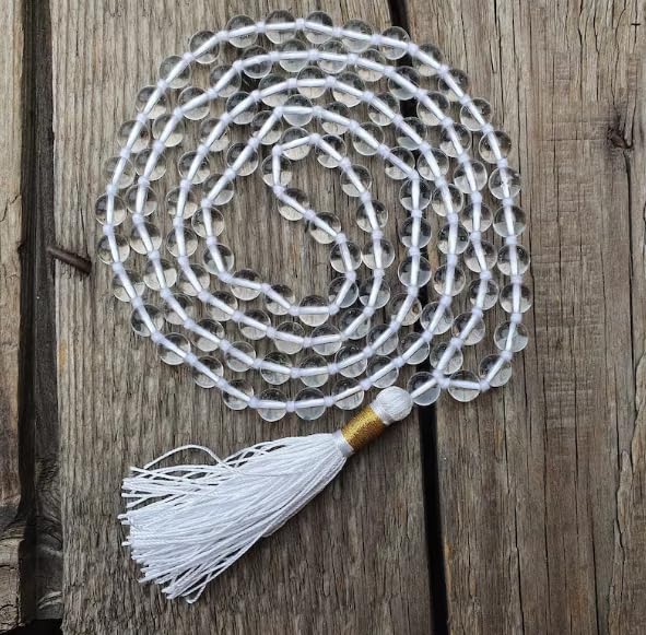 The Millennium Gallery White Sphatik Mala Original Lab Certified AA++ ...