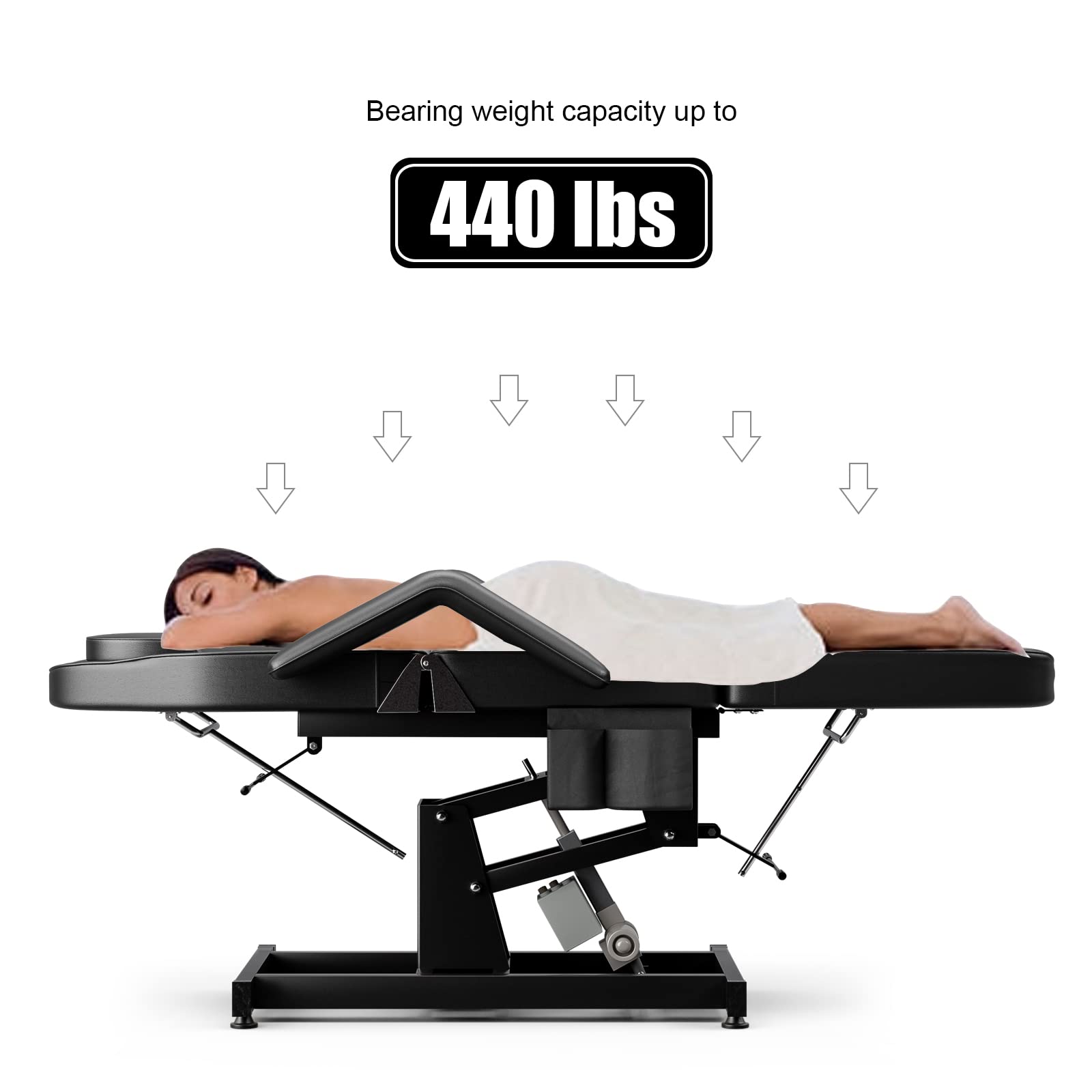 OKAKOPA Electric Height Facial Bed Chair, 3-Section Adjustable Tattoo ...