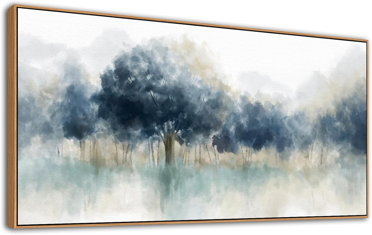 Amazon.com: Framed Forest Canvas Wall Art - Indigo Blue Foggy Abstract ...