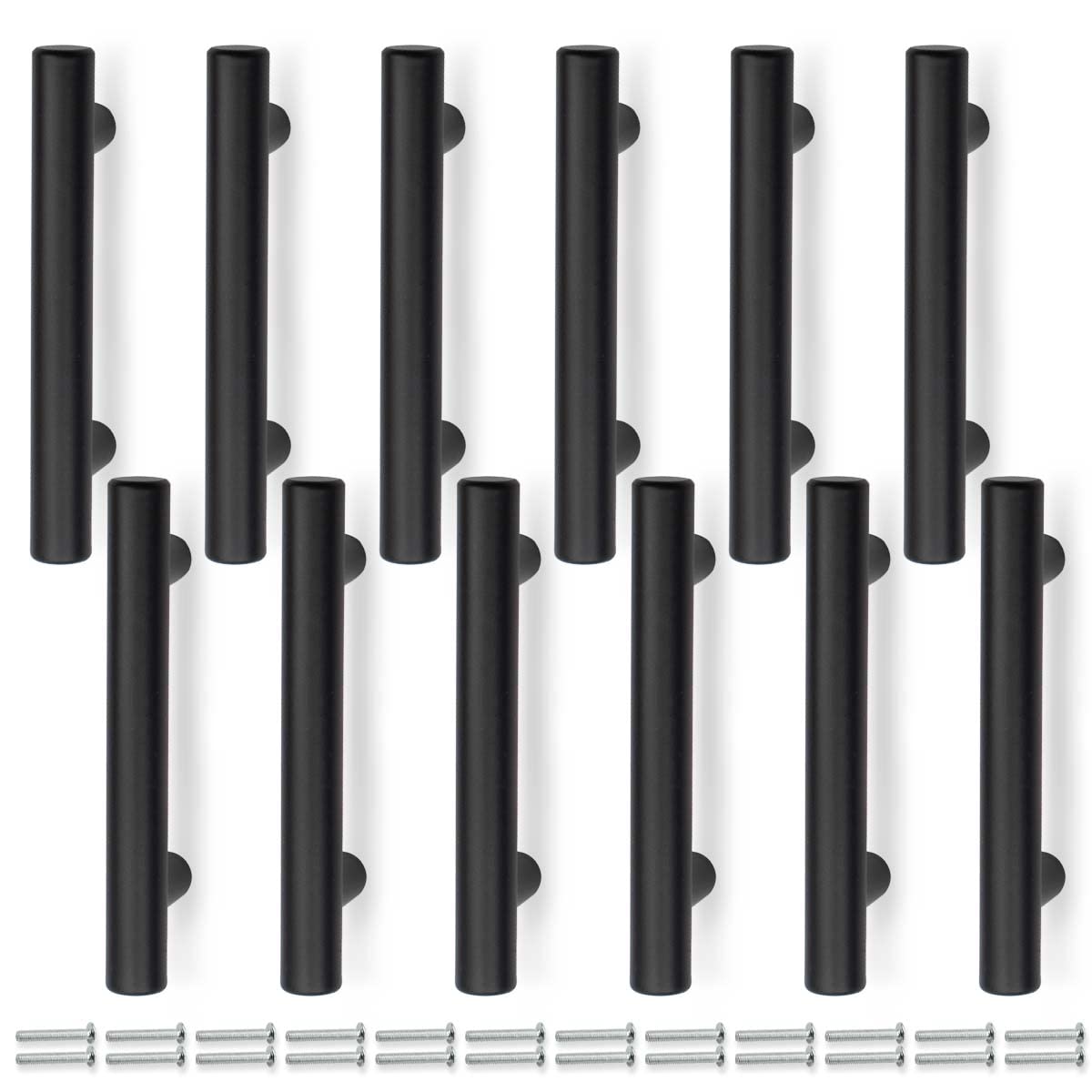Bwintech 12 Pcs 100MM (64MM Hole Center) Matte Black Cabinet Pull ...