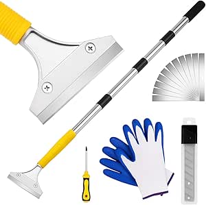 DIYSELF Scraper Tool 5.4ft (65in) Adjustable Floor Scraper Long Handle ...