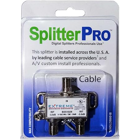 Amazon.com: GE Digital 2-Way Coaxial Cable Splitter, 2.5 GHz 5-2500 MHz ...