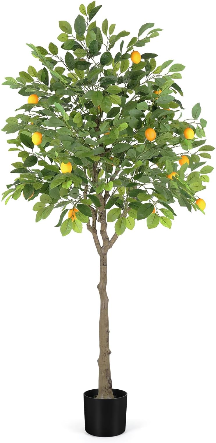 Amazon.com: Artificial Lemon Tree 5ft Fake Lemon Plant in Pot Large ...