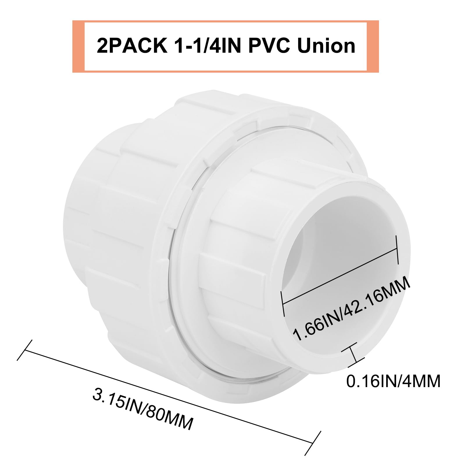 Snapklik.com : 2Pcs 1-1/4" PVC Union Coupling Pipe Fitting