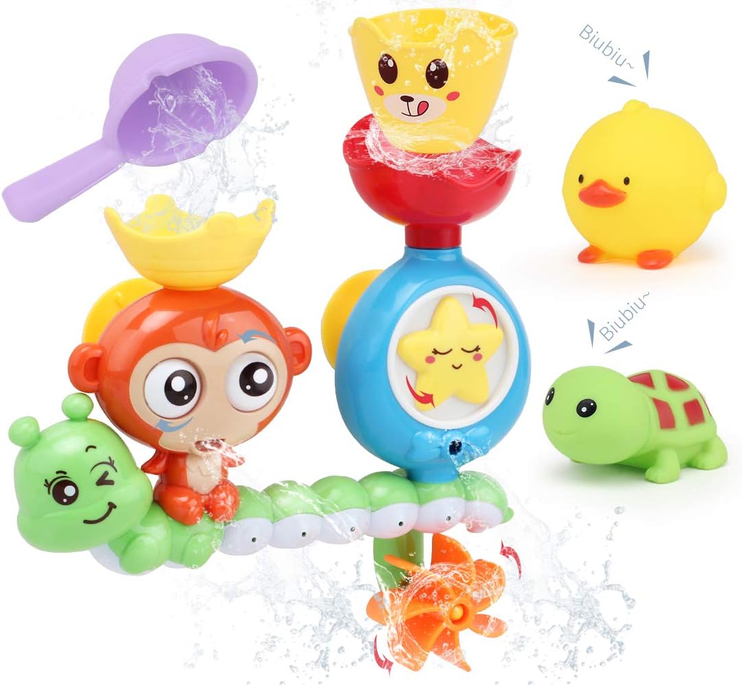 Sotodik Baby Bath Toy, Stackable Cups and Waterfall Spout Bathtub ...