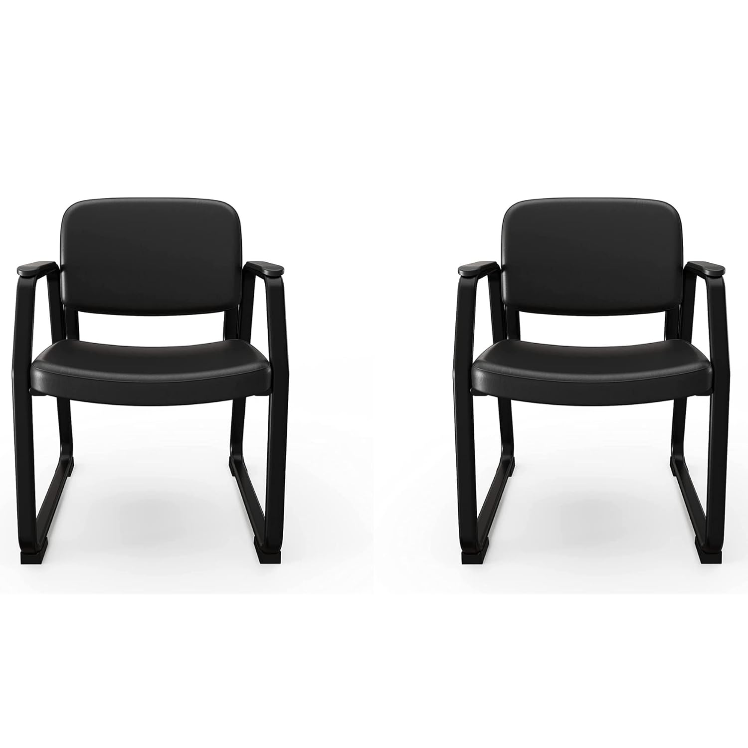 HNI India Budd Faux Leather Executive Side Chair: Sled Base in Black ...