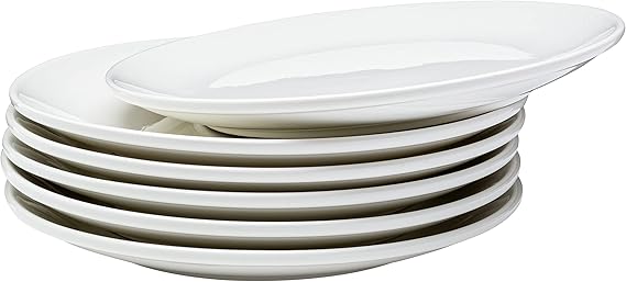 Amazon.com | Vikko Dinner Plate, Set of 6 White Plates, 9 Inch Ceramic ...