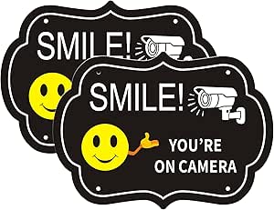 Smile Your on Camera Signs, Video Surveillance Signs Outdoor, 10x7 Inch ...