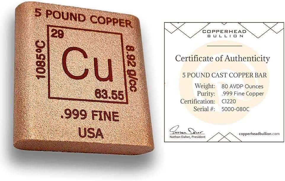 Amazon.com: 5 Pound lb Cast Copper Bar Paperweight Element Design w ...