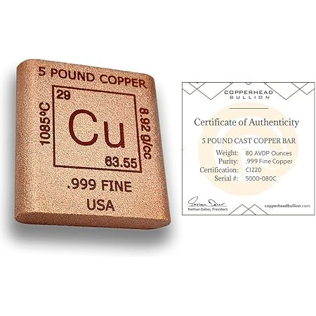 Amazon.com: 10 Pound lb (160 oz) Cast Copper Bar Paperweight Element ...