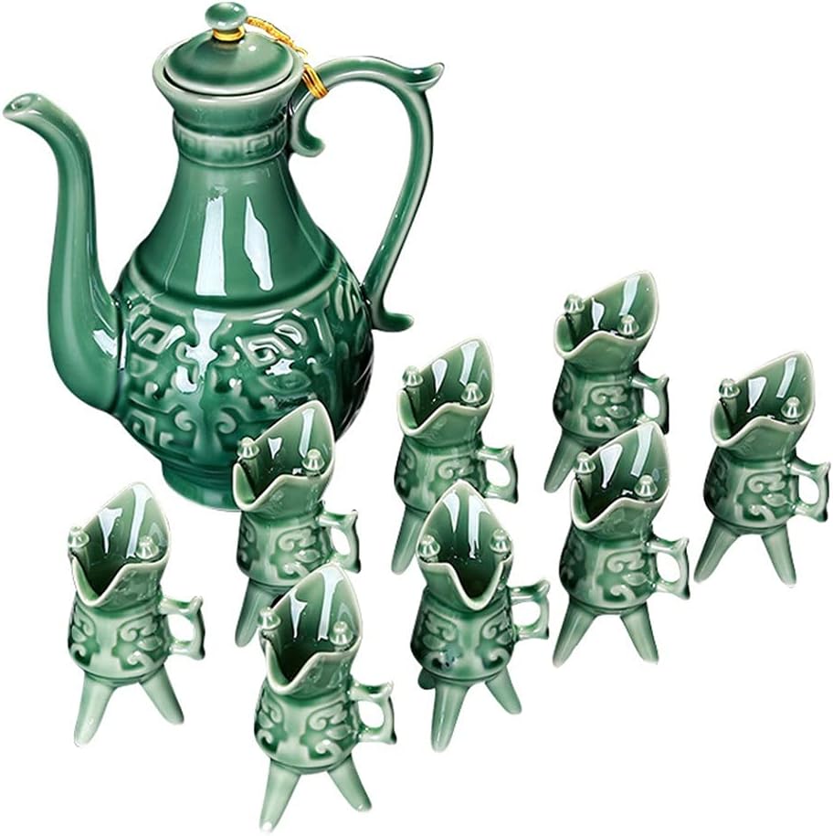 Amazon.com | NPQPNAFC Ceramic Wine Set Flagon, White Wine Glass ...