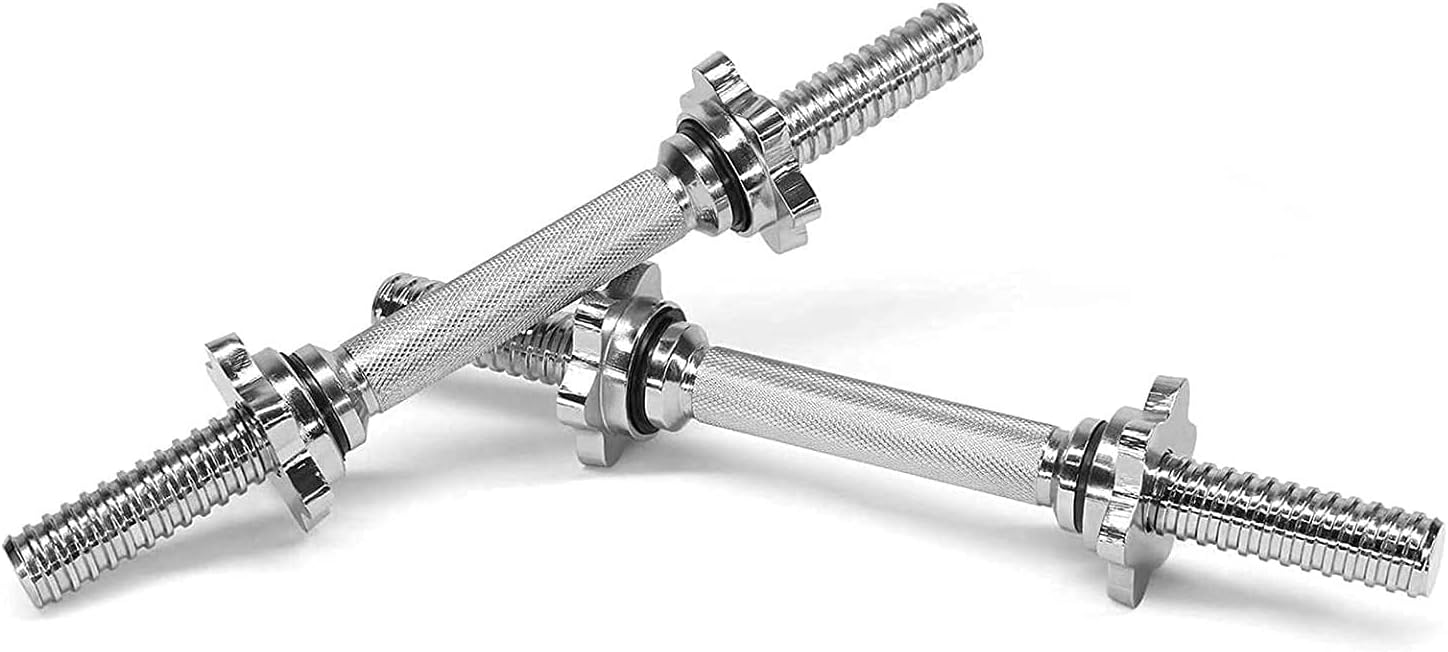 Buy SDF 14 Inches Chrome Metal Threaded Dumbbell Rods with Locks Online ...