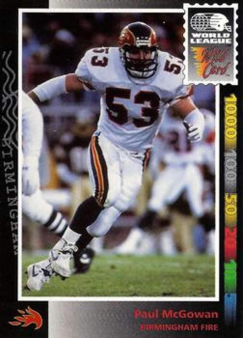 Amazon.com: 1992 Wild Card WLAF Football #105 Paul McGowan Birmingham ...