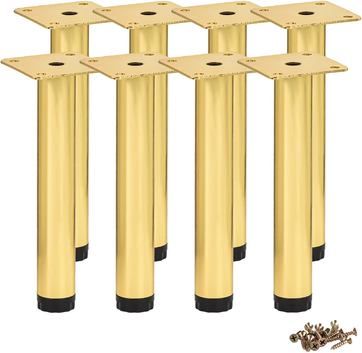 Btowin VCF 4 Inch / 10cm Metal Furniture Legs, 8 Pcs Glod Adjustable ...