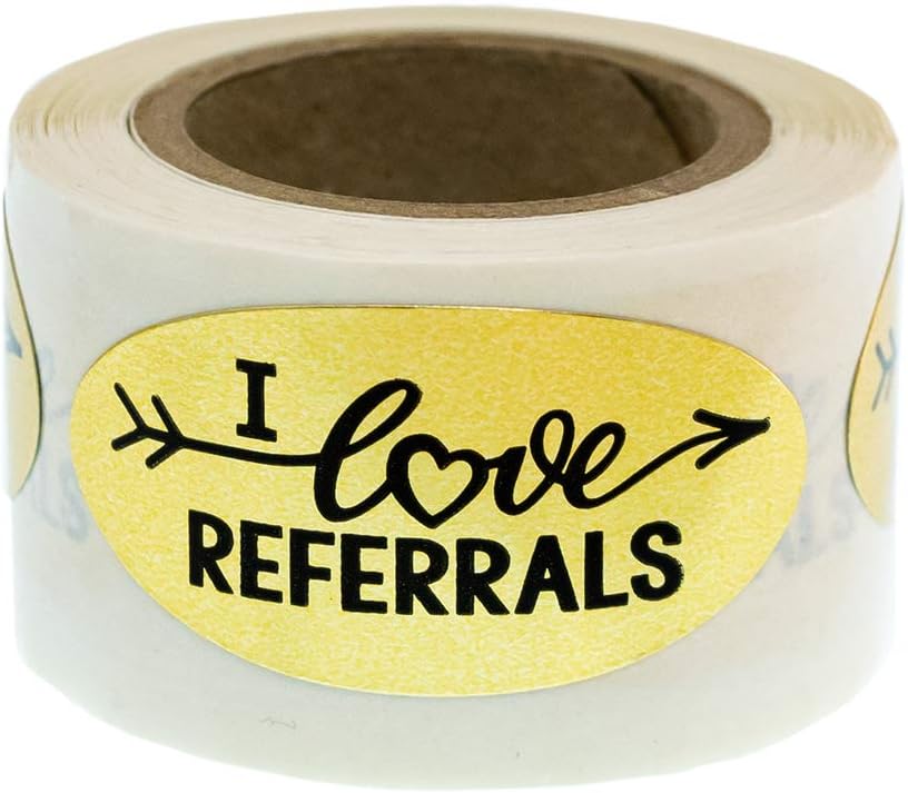 Amazon.com : I Love Referrals - Oval Gold Foil Stickers - Great Real ...