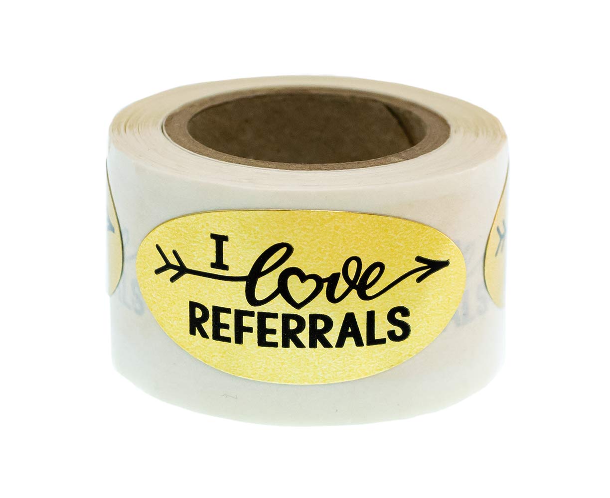 Amazon.com : I Love Referrals - Oval Gold Foil Stickers - Great Real ...
