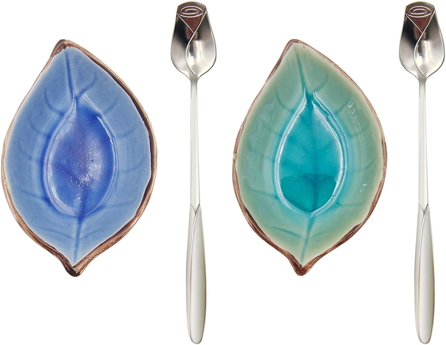 Amazon.com: LYMOI 2 Pack Coffee Spoon and Leaf Rest Set, Ice Cracks ...