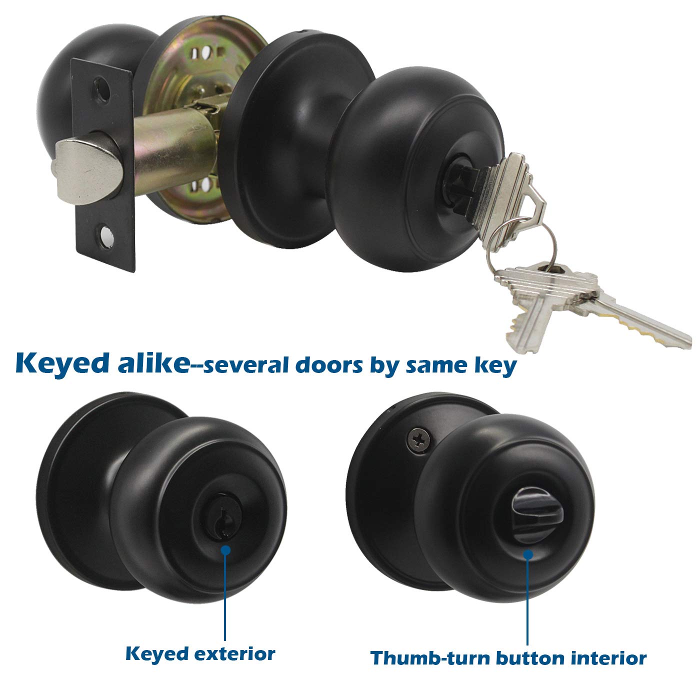 Snapklik.com : Gobrico Keyed-Alike Entry Door Locket Black Door Knob ...
