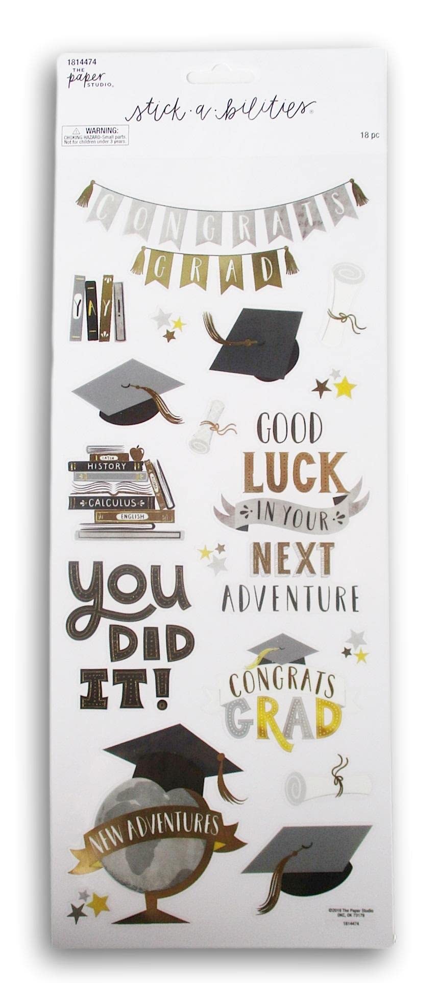 Amazon.com: Stickabilities Good Luck Graduation Foil Stickers for ...