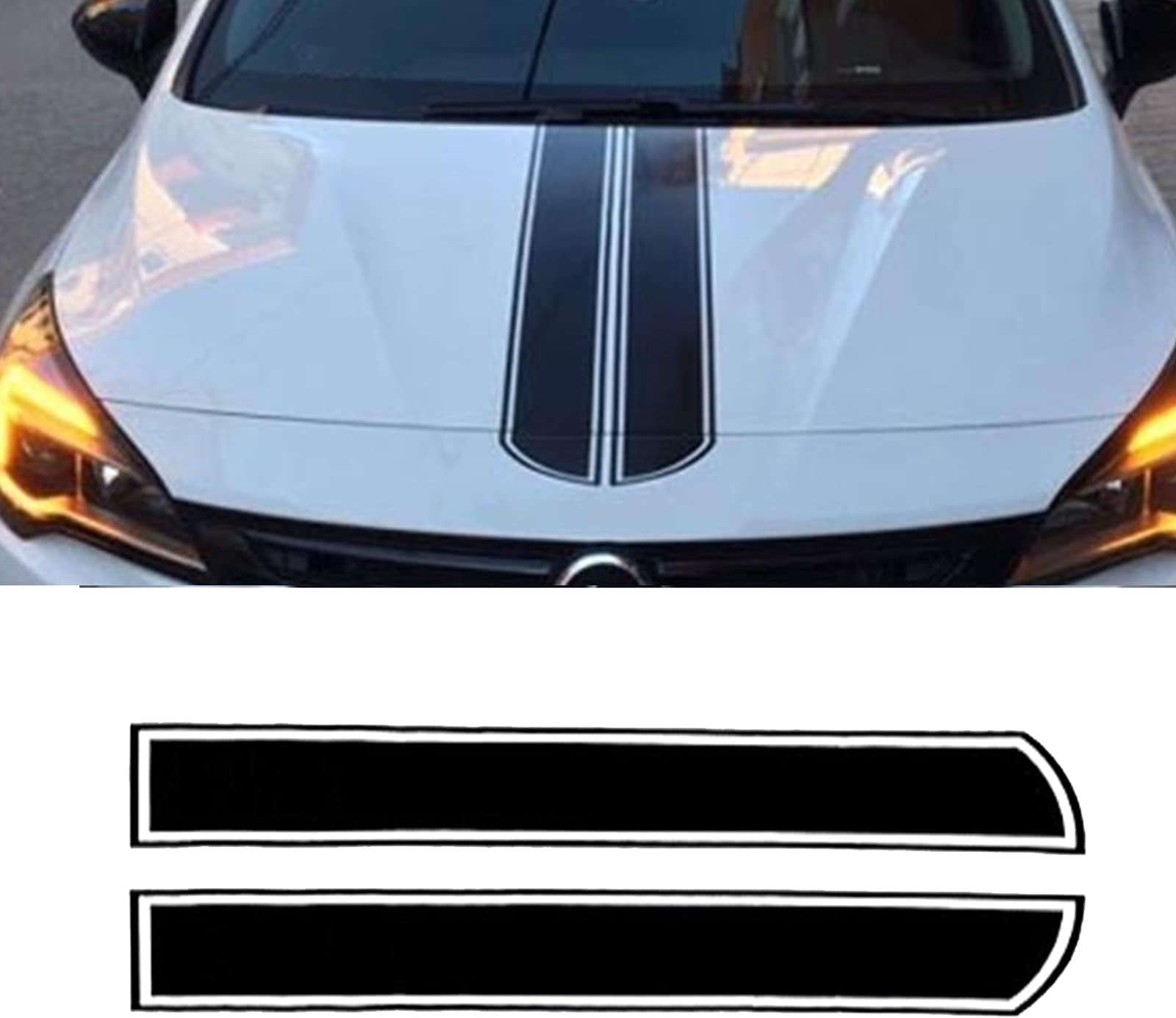 Amazon.com - X AUTOHAUX 11.81"x70.87" Car Hood Stripe Pattern Sticker ...