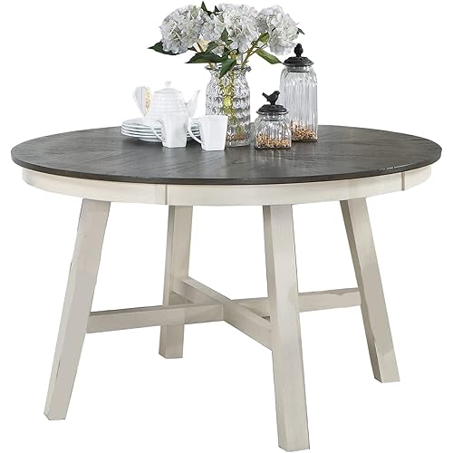 Amazon.com - Round Dining Table with X-Cross Base in Grey and White ...