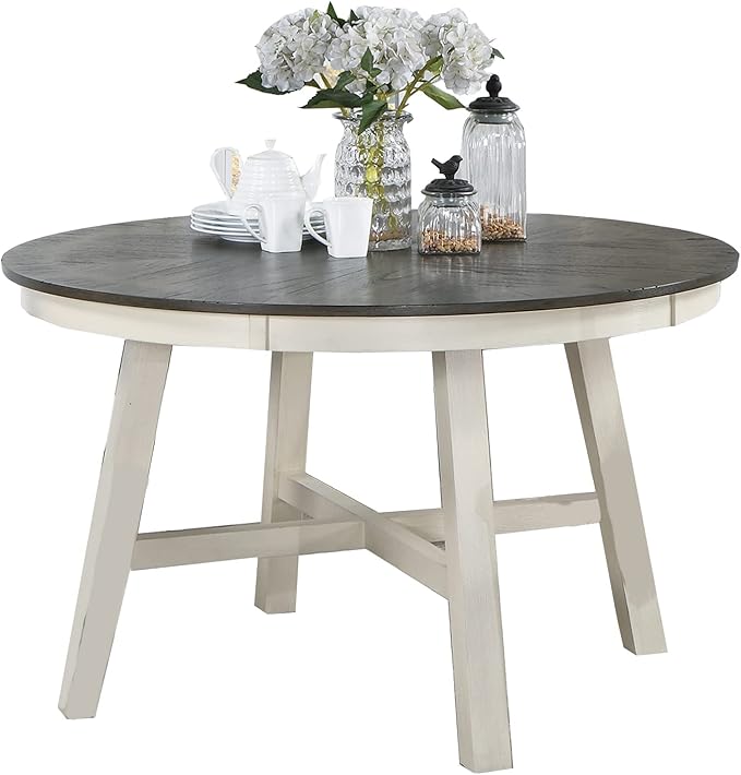 Amazon.com - Round Dining Table with X-Cross Base in Grey and White ...