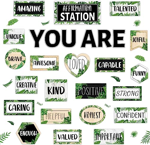 Snapklik.com : Greenery Affirmation Station Bulletin Board Set Simply ...