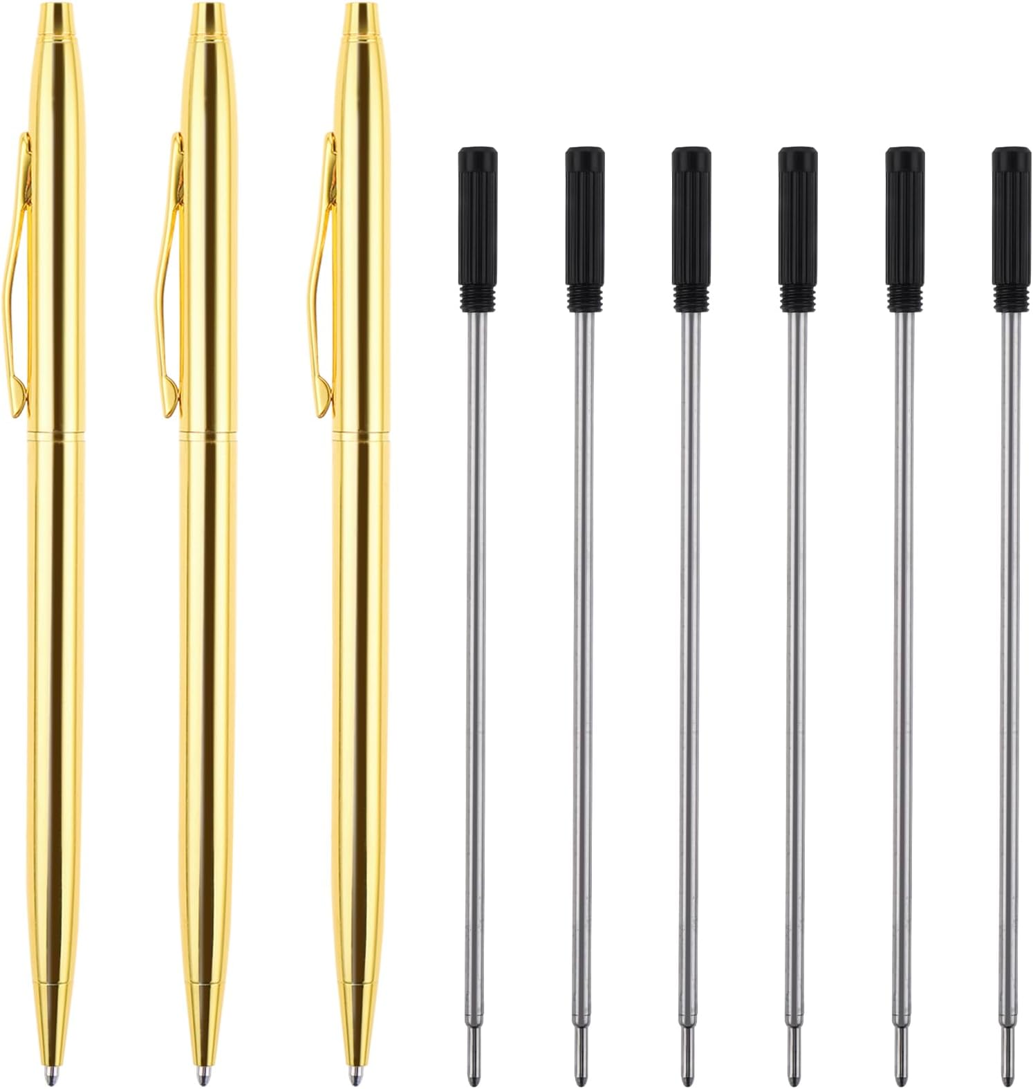 Amazon.com : 6 Pieces Metallic Ballpoint Pen Slim Retractable Ballpoint ...