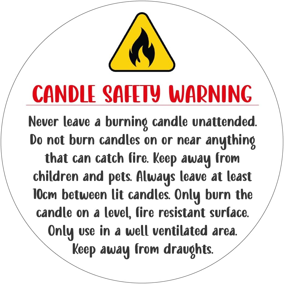 144 Candle Instruction - Warning Labels 30mm Round self Adhesive ...