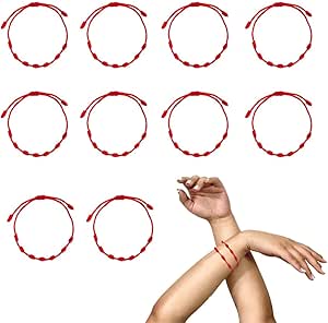 10 Pièces Bracelet Kabbalah en Fil Rouge, amulette, Protection Mauvais œil, Bonne Chance, Good ...