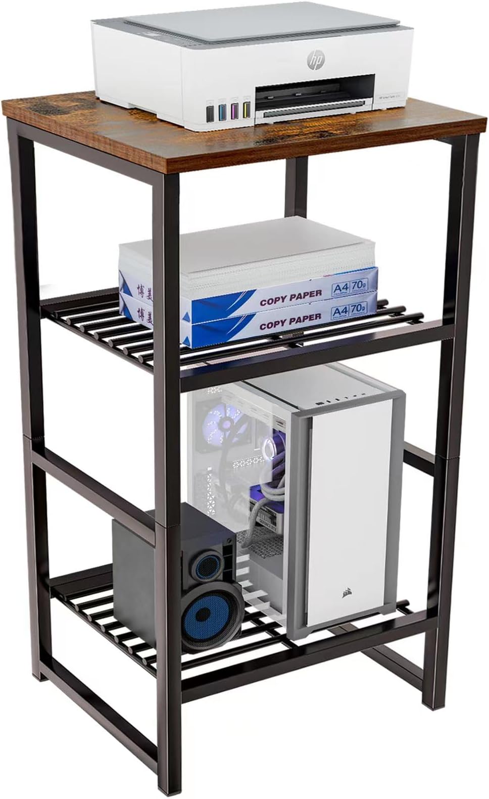 Amazon.com: MWQ Printer Stand with Drawer Storage, 3 Tier - Heavy Duty ...