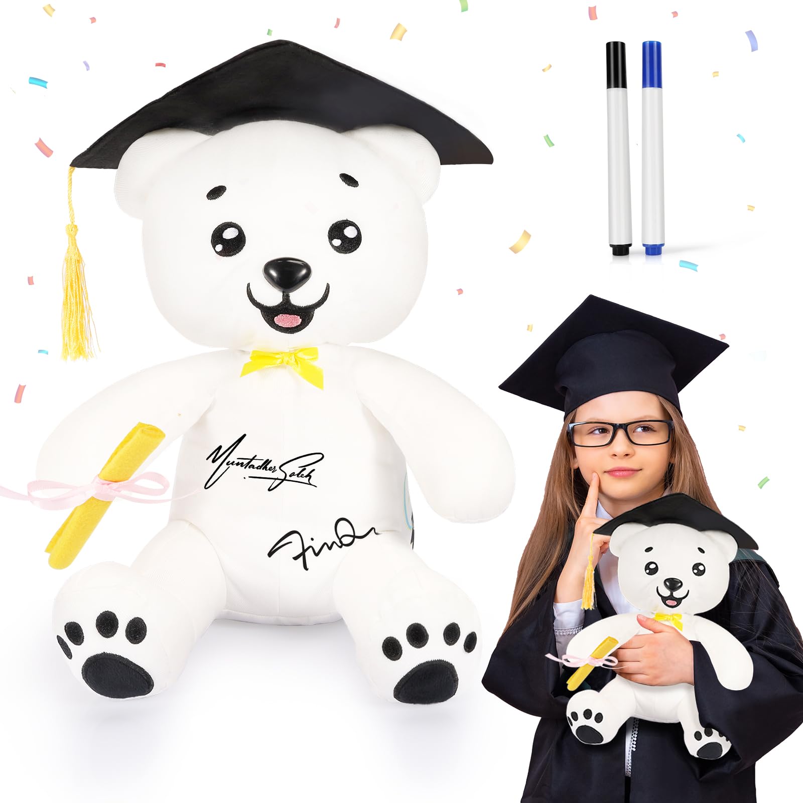 Snapklik.com : YUNVI 12 Inch 2024 Graduation Autograph Stuffed Bear
