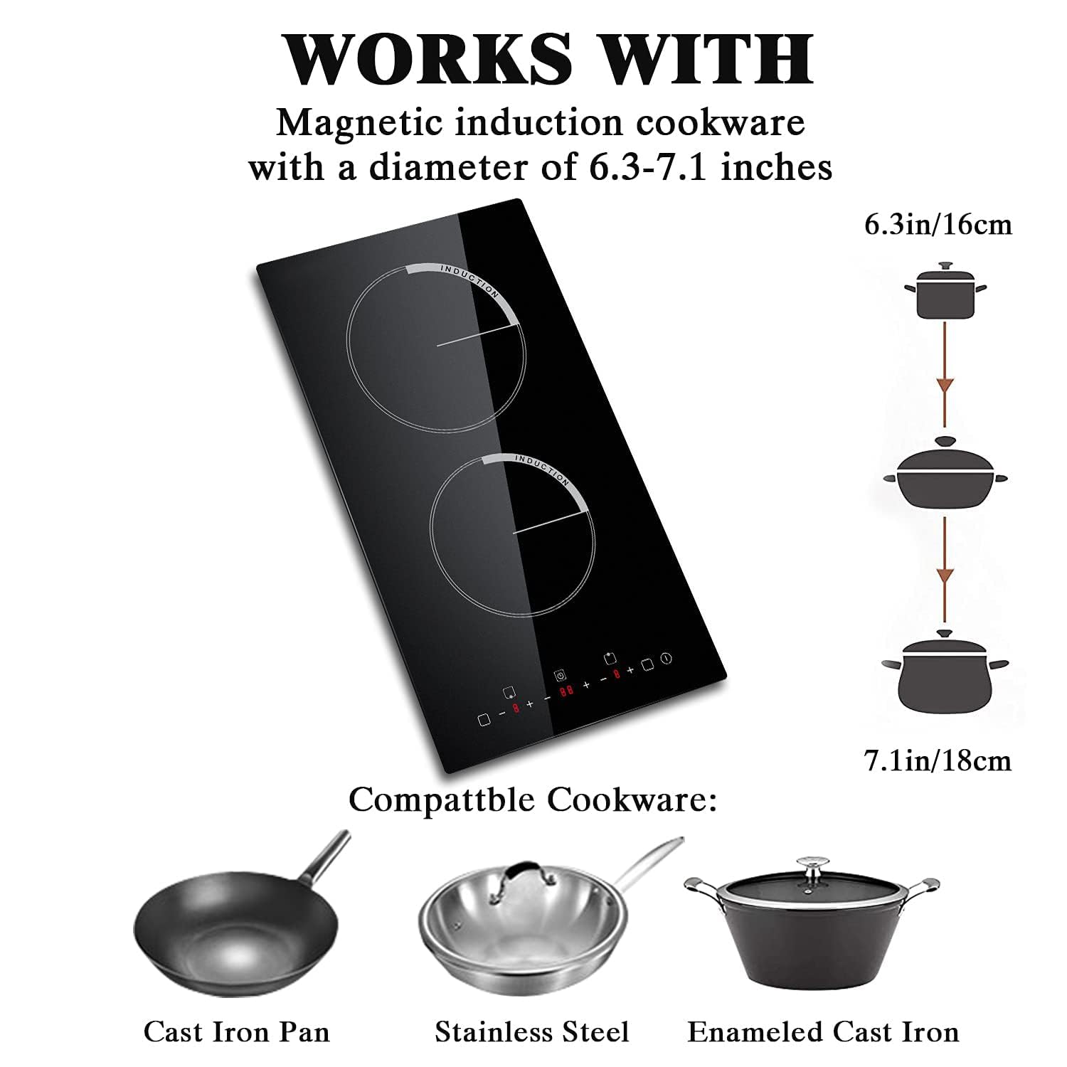 Snapklik.com : 12" Drop In Induction Electric Cooktop