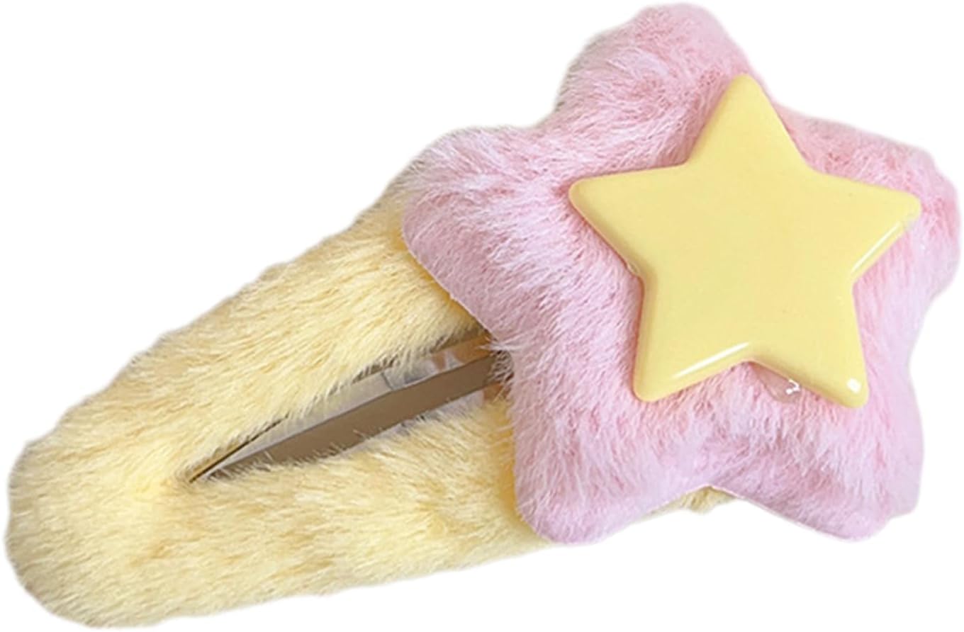Amazon.com : 4 Pcs Yellow Star Hairpins Solid Color Fluffy Fuzzy Soft ...