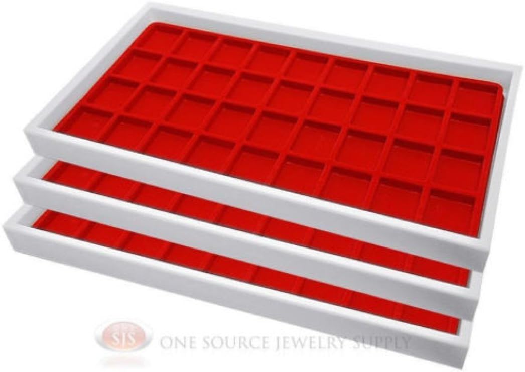 Amazon.com: (3) White Plastic Stackable Trays w/36 Compartments Red ...