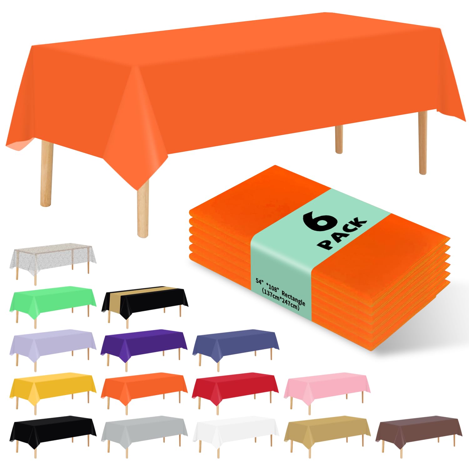 Amazon.com: JHDZDHY 6 Pack Premium Disposable Plastic Tablecloth 54" x ...