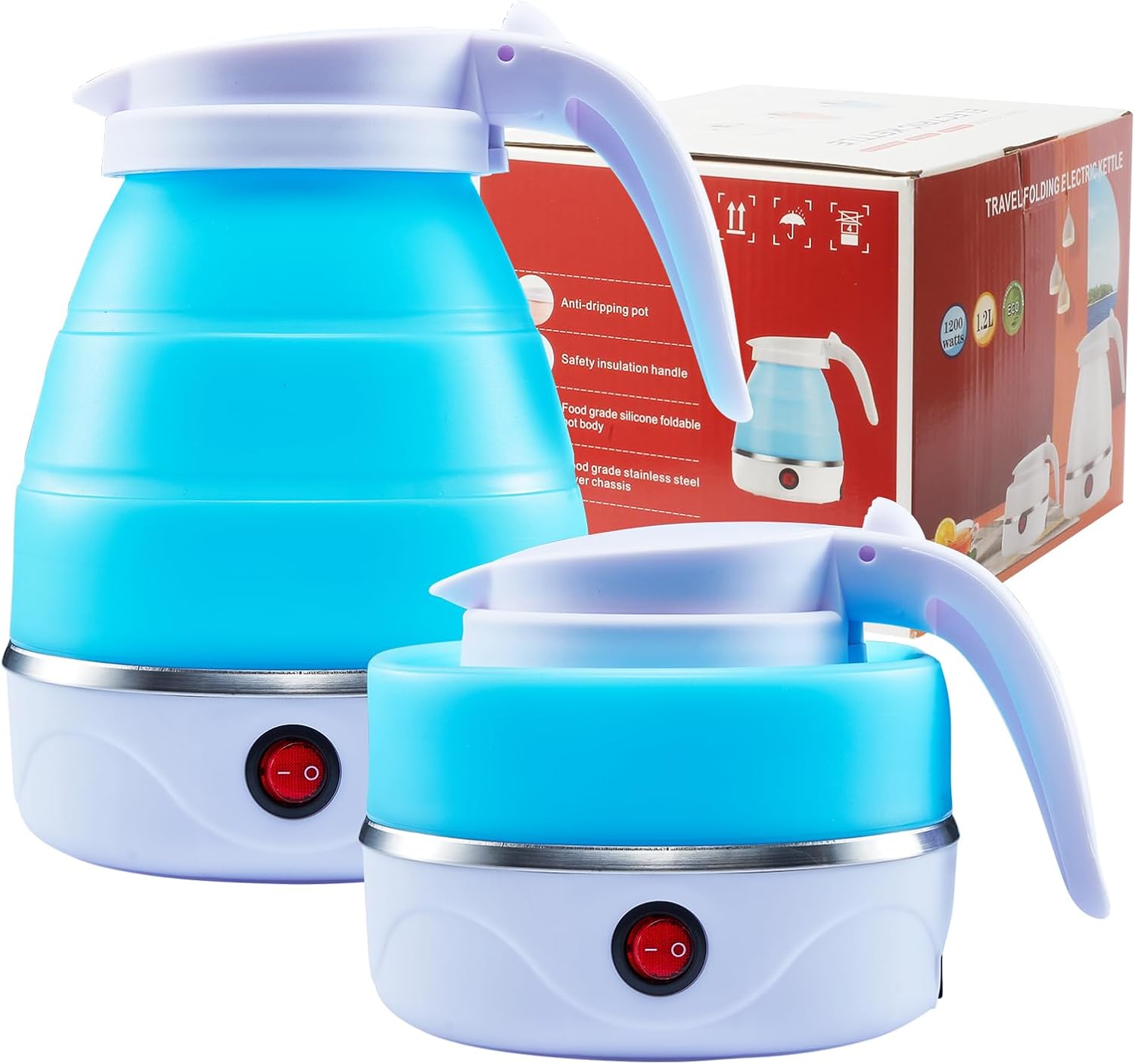 Foldable Electric Kettle, Portable Kettle for Travel 1.2L Food Grade ...