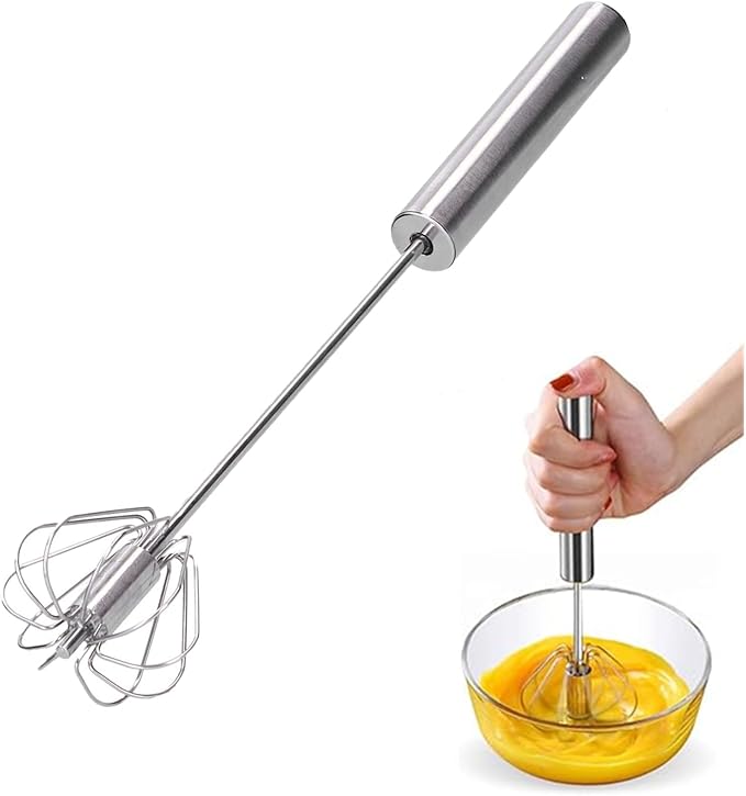 Egg Whisk, Semi-Automatic Stainless Steel Mixer, Multi-purpose Manual ...