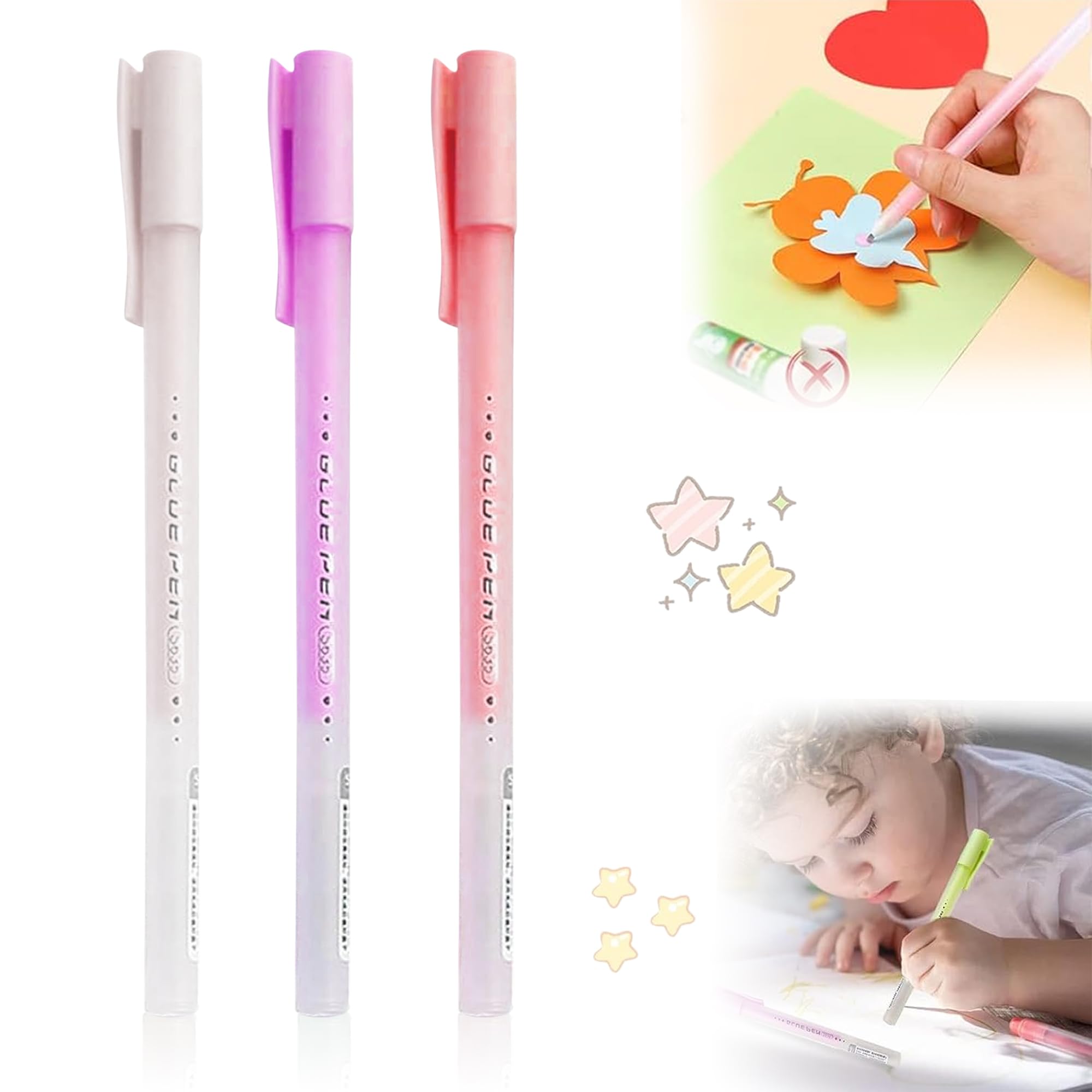 GLUN® Neon Colors Liquid Glue Stick Pens with 1mm Pin Point, Mess Free ...