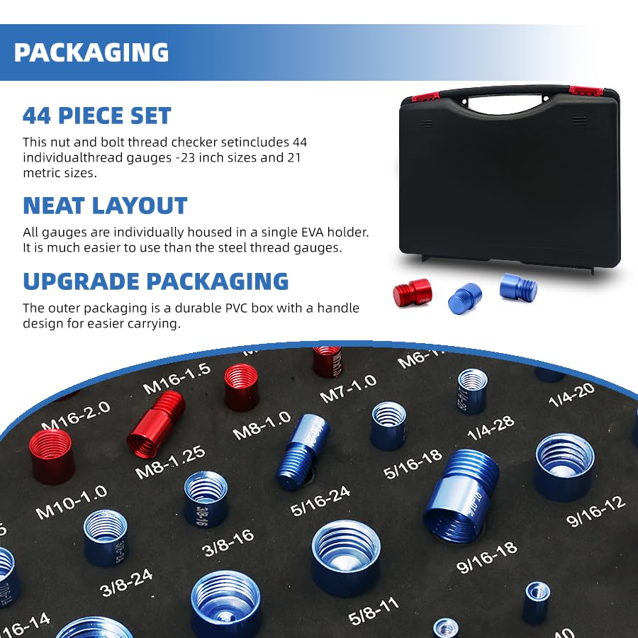 Snapklik.com : MENGBEI 44PCS Thread Checker, Nut And Bolt Thread ...