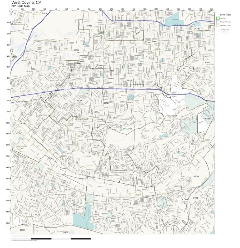 ZIP Code Wall Map of West Covina, CA ZIP Code Map Laminated: Amazon.com ...