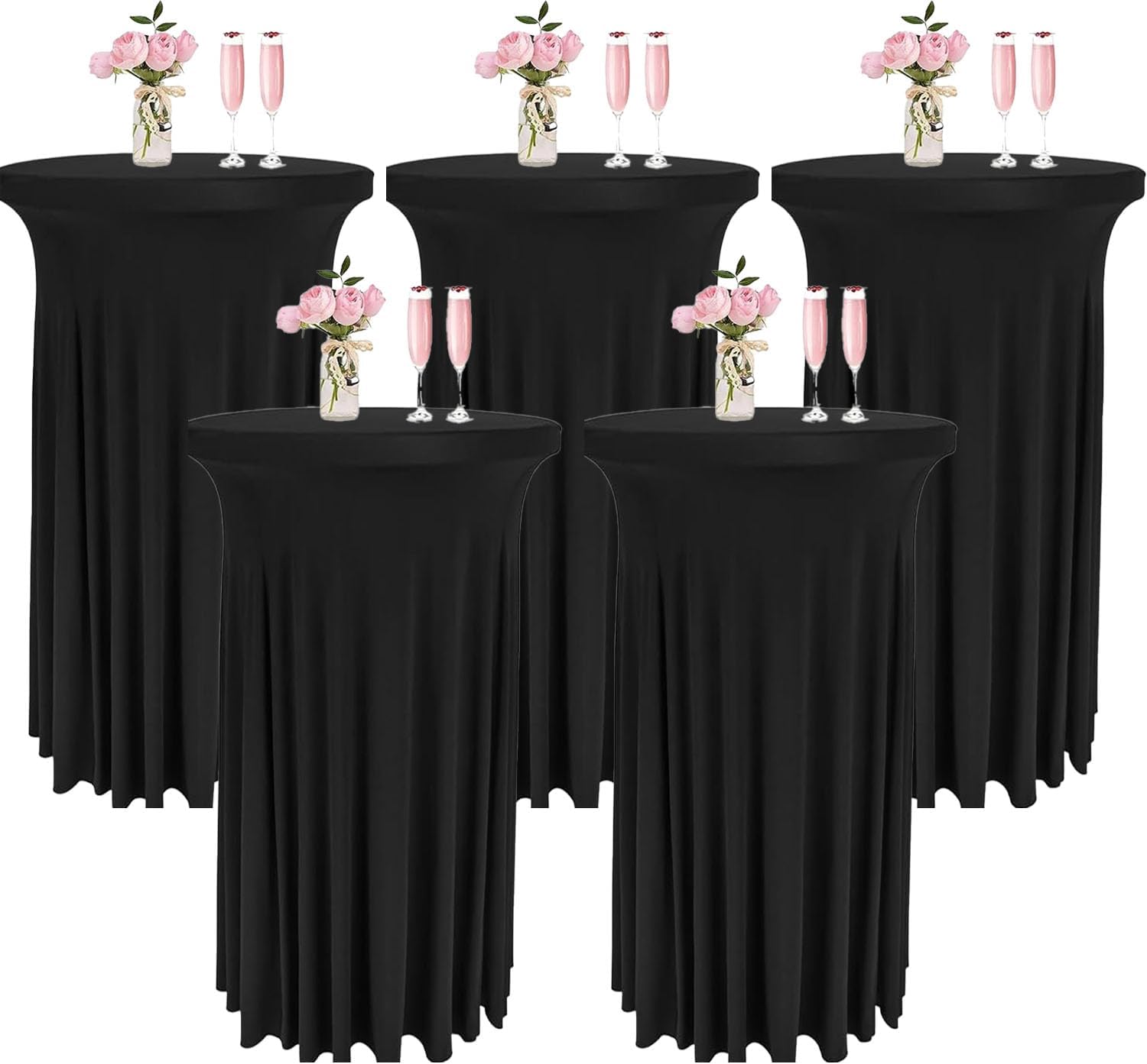 Amazon.com: WJWHQ 5 Packs Round Spandex Cocktail Table Covers with ...