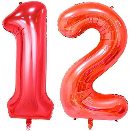 Amazon.com: ZiYan 40inch Red Number 12 Balloon Party Festival ...